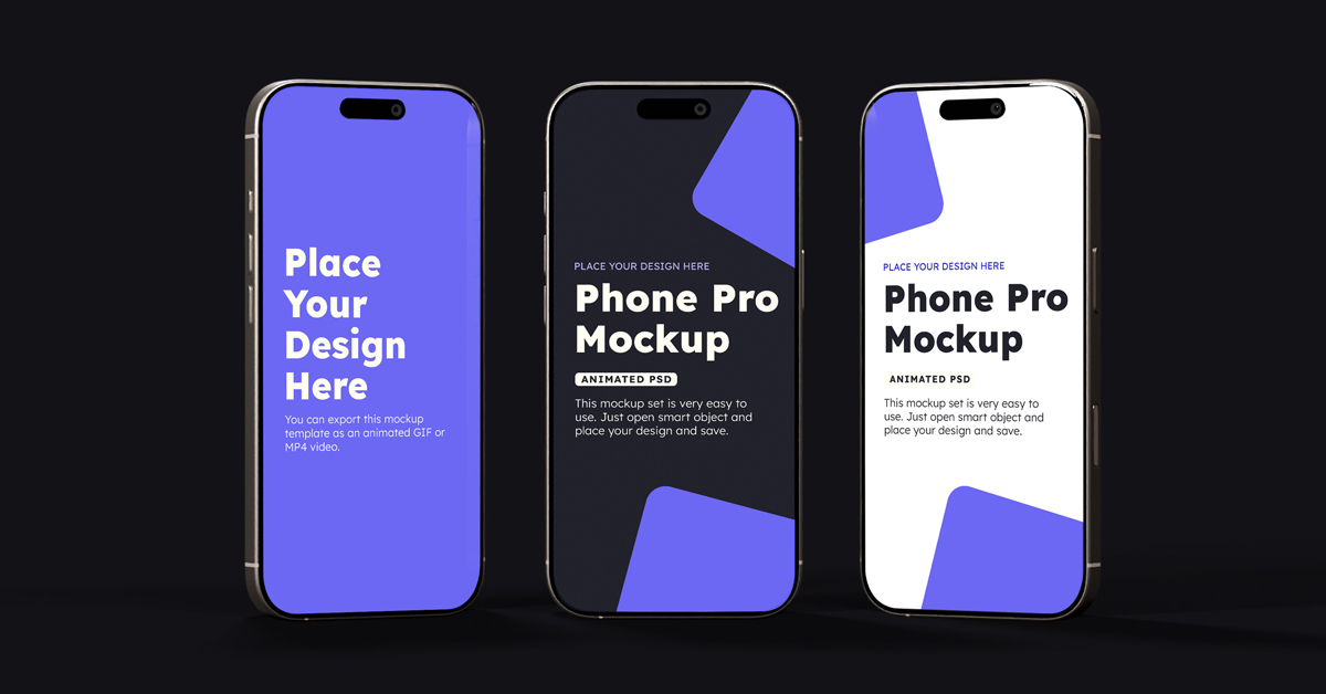 Animated iPhone 16 Pro Mockup | Modern PSD